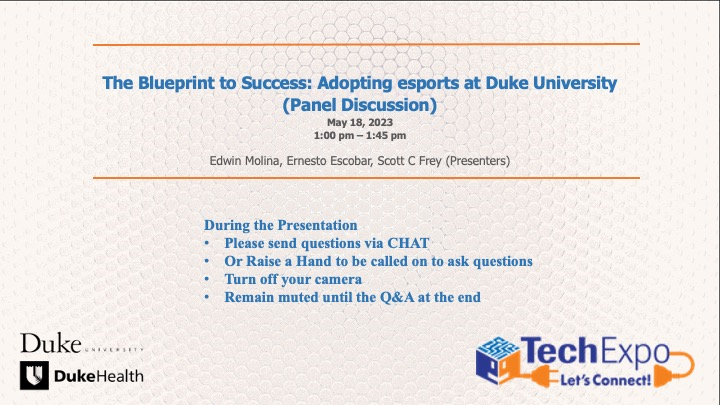 The Blueprint to Success: Adopting esports at Duke University (Panel ...