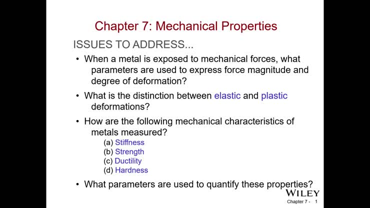 Lecture 11a - Chapter 7 - Introduction - Mechanical Properties