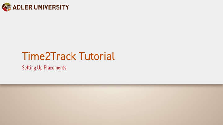 Setting up Placements in Time2Track