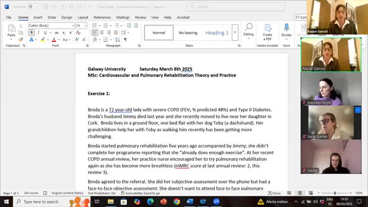 Case Scenarios / Outcome Measures (Dr Rachel Garrod) Recording - 7th March