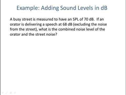 Example - Adding Intensities which are in dB