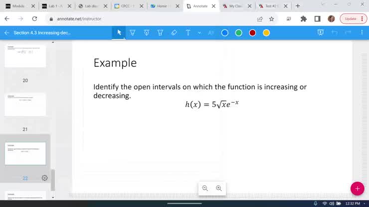Increasing/decreasing with exponentials