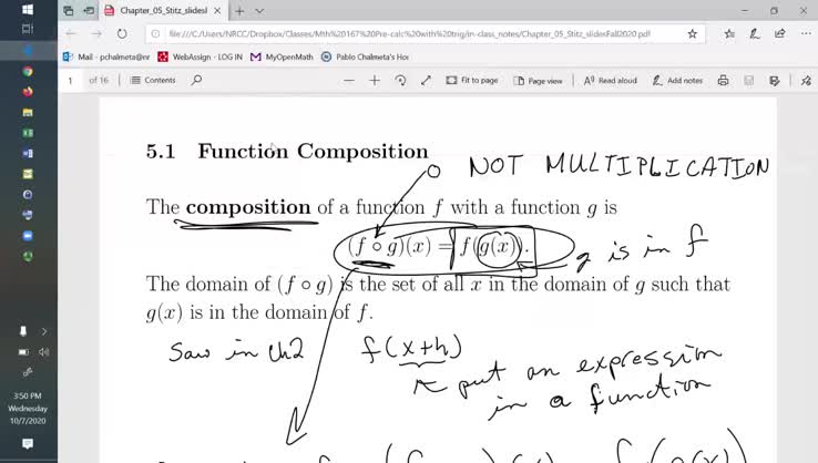Section 5.1B Composition of Functions part II