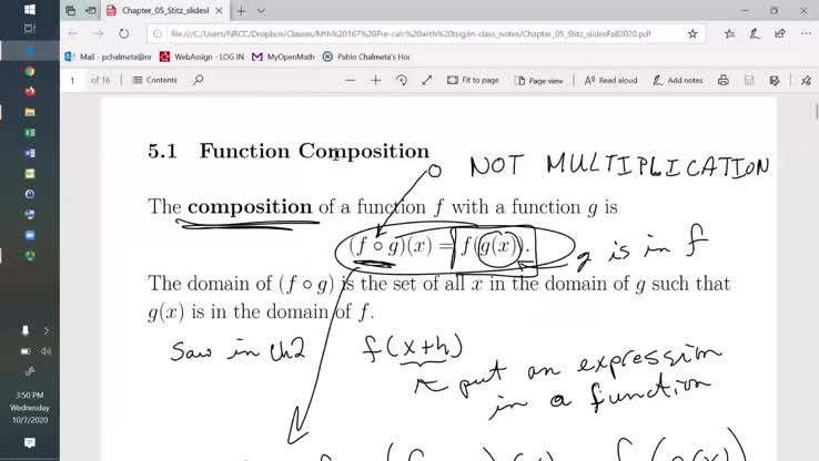Section 5.1B Composition of Functions part II