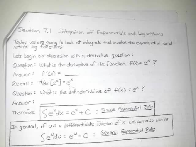 7.1 : Integrating the Exponential