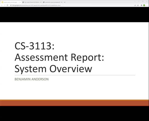 Assessment Report Overview: System Overview