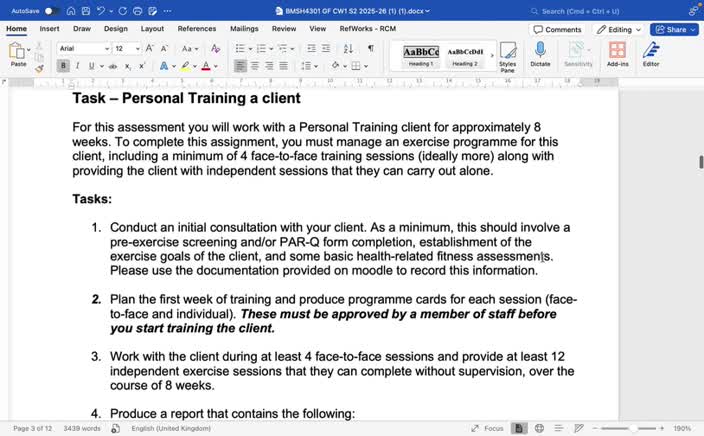 Assignment 1 - Exercise Training (Personal Trainer)