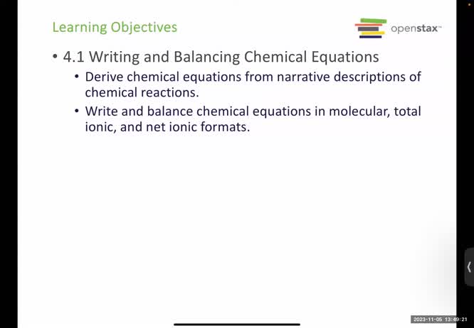 Section 4.1a - Writing and Balancing Chemical Equations - (Writing and ...