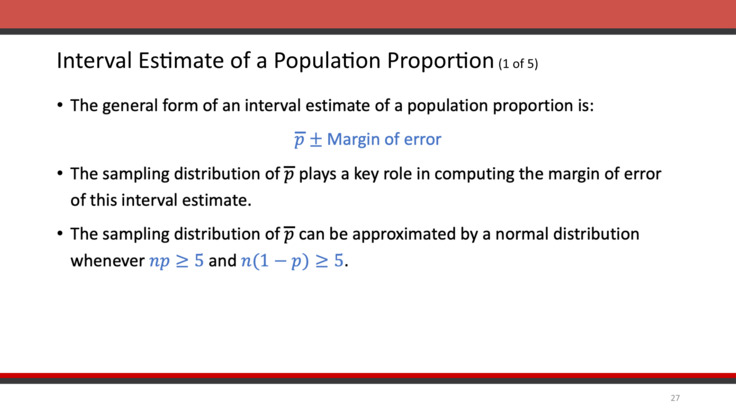 Lecture: Interval Estimate for Population Proportion