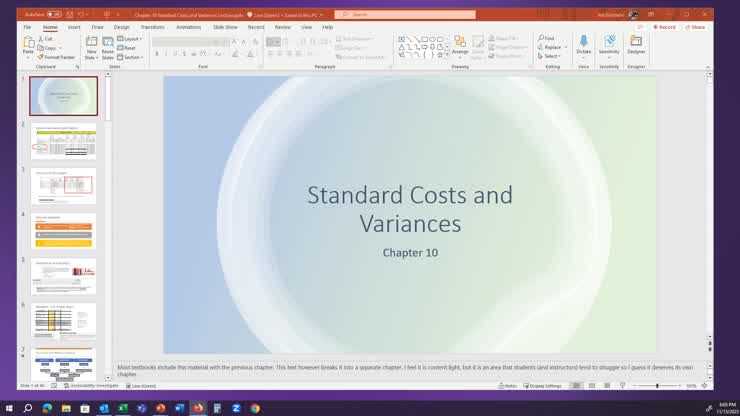 Chapter 10 Lecture - Standard Cost and Variance