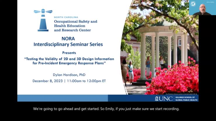 Dr. Dylan Hardison NC OSHERC NORA Interdisciplinary Series Presentation