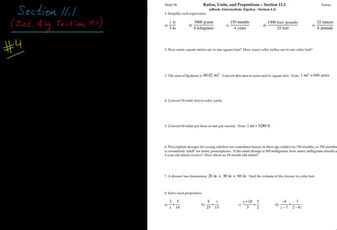 Ratios, Units, and Proportions - #4