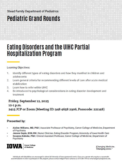 Pediatric Grand Rounds - "Eating Disorders and the UIHC Partial ...