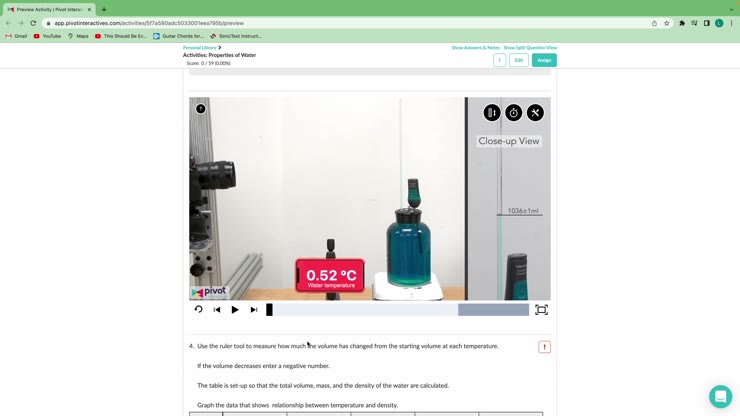 Pivot Lab: Properties of water - Temp and Density