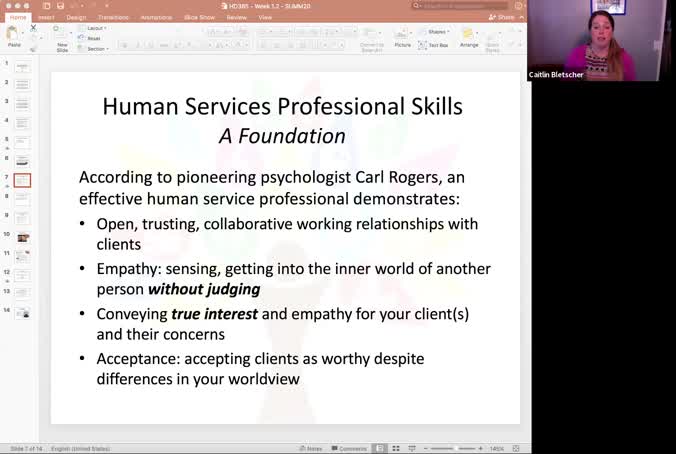 Instructor Video #3: Human Service Professional Skills