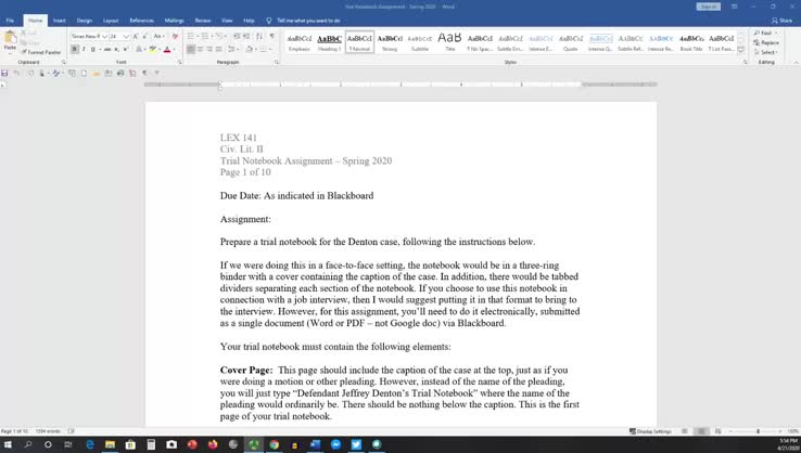 How To Do The Cover Page To Your Trial Notebook