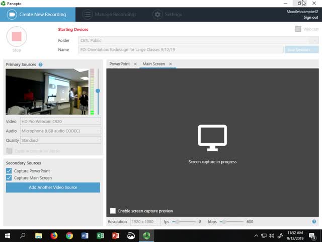 FDI Orientation: Redessign for Large Classes 9/12/19