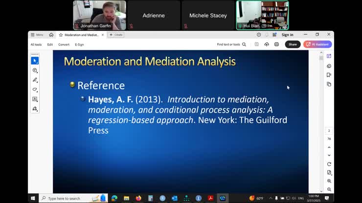 Mediation and moderation analysis Spring 2025