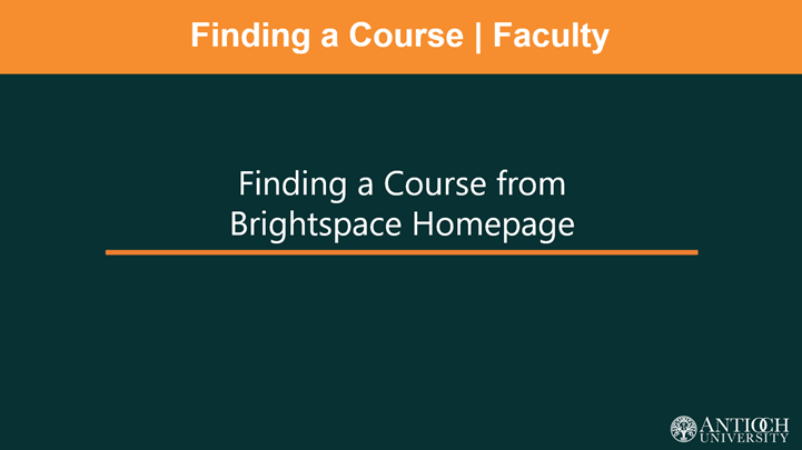 Finding a Course from Brightspace Homepage