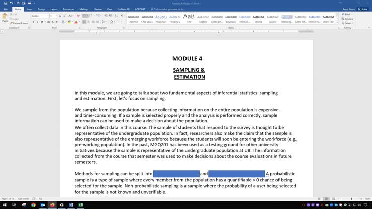 Module 4: Sampling Methods