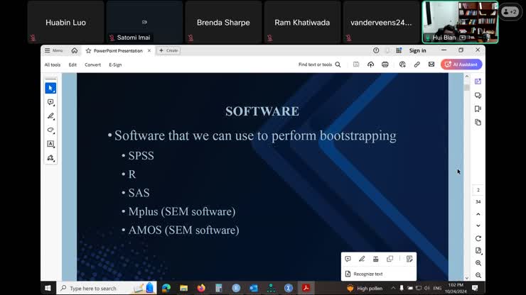Bootstrapping in data analysis using SPSS and R Fall 2024