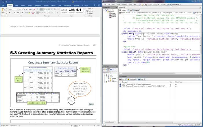 Video 38: SASP1 C05.3 Creating Summary Statistics Reports