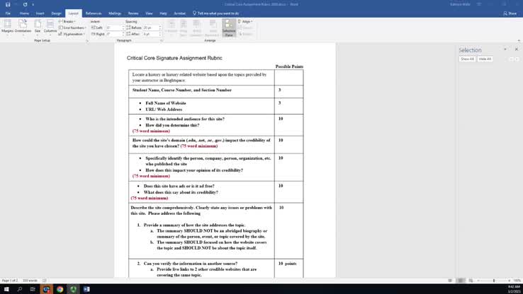 Critical Core Signature Assignment Instructional Video