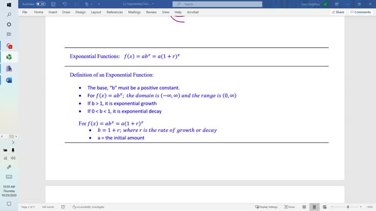 Lesson 3.2: The Natural Log and Applications