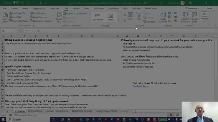 Using Excel for Business Applications