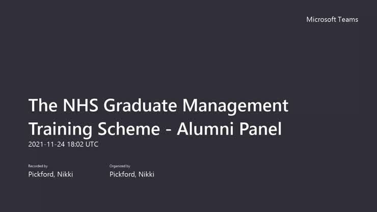 The NHS Graduate Management Training Scheme - Alumni Panel-20211124 ...