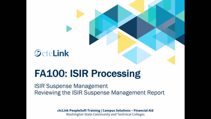 Reviewing the ISIR Suspense Management Report