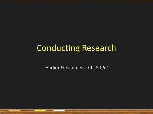 Conducting Research and Mangaging Information Responsibly