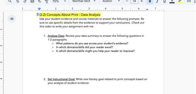2.2 Analyzing Data (Concepts of Print)