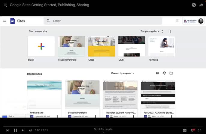 Google Sites Getting Started Publishing Sharing