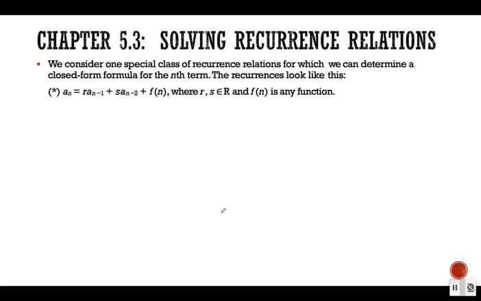 Solving recurrence relation