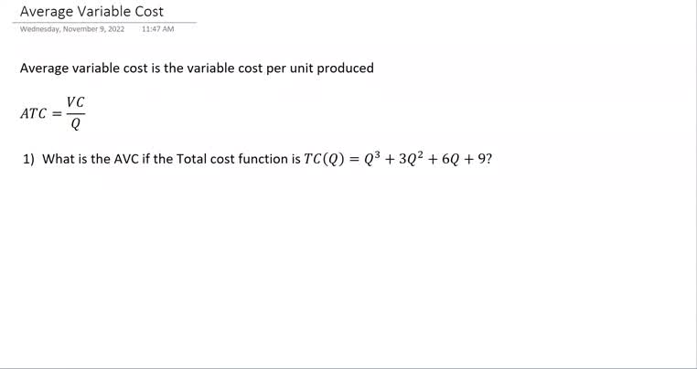 Average Variable Costs