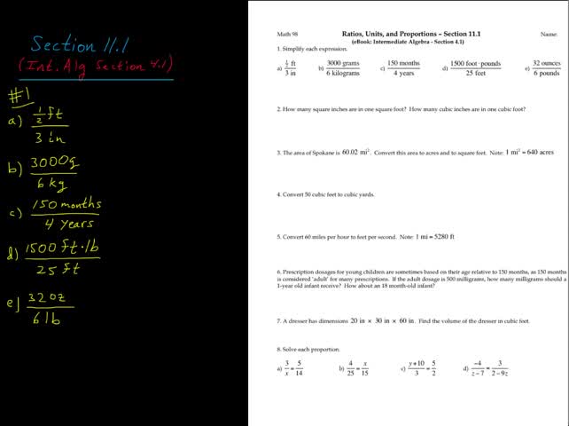 Ratios, Units, and Proportions - #1