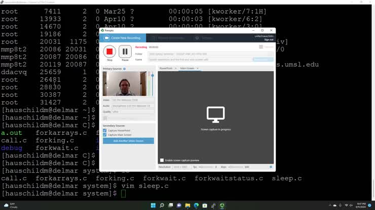 System operations and the fork and wait system calls