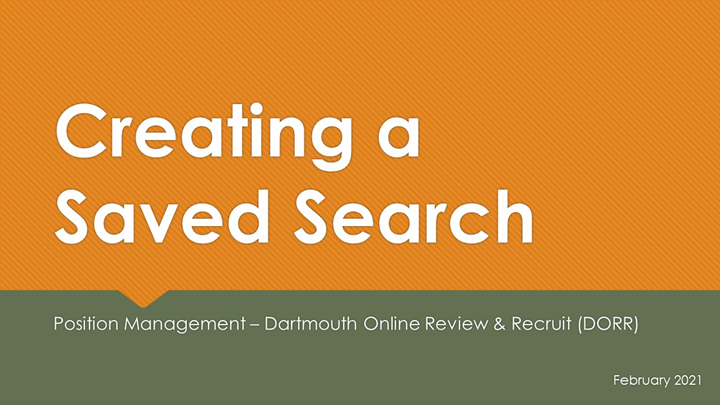 Creating a Saved Search