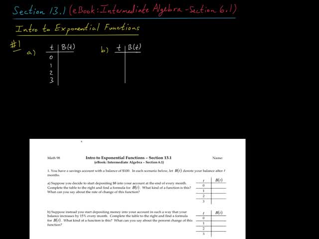 Intro to Exponential Functions - #1