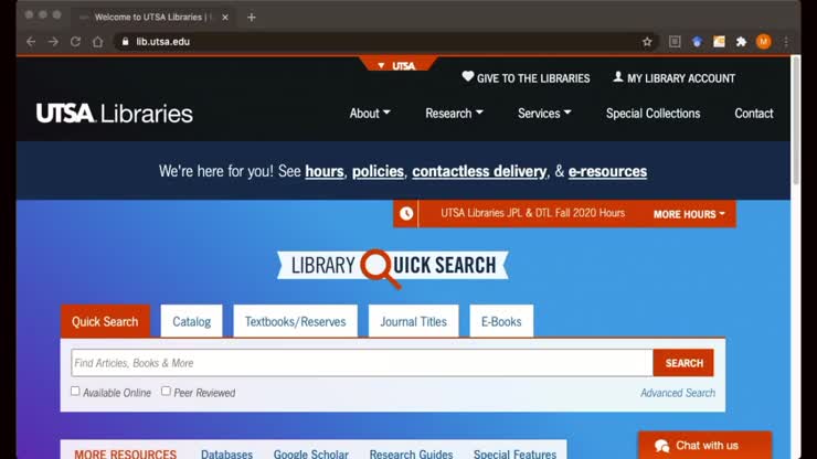 Finding research help from UTSA Libraries