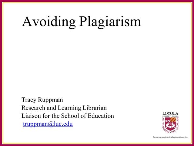 Avoiding Plagiarism