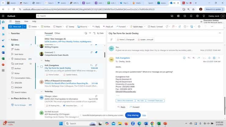 Owsley Workday Issues