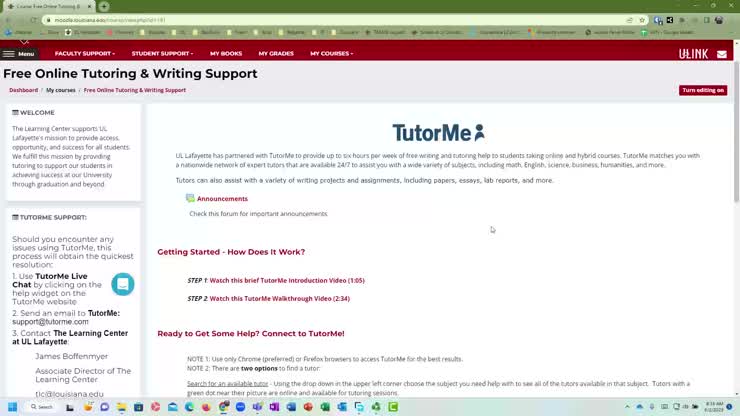 Accessing TutorMe for Students