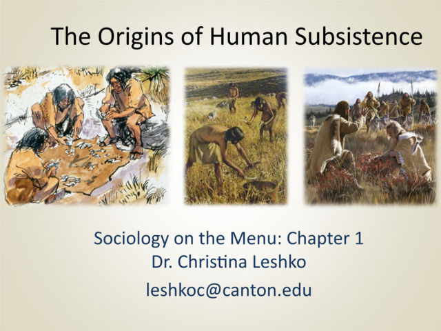 The Origins of Human Subsistence