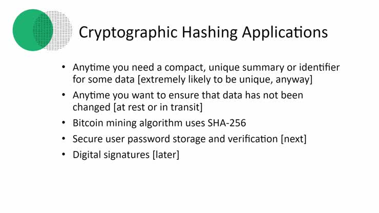 CS 240 - Cryptographic Hashing Applications