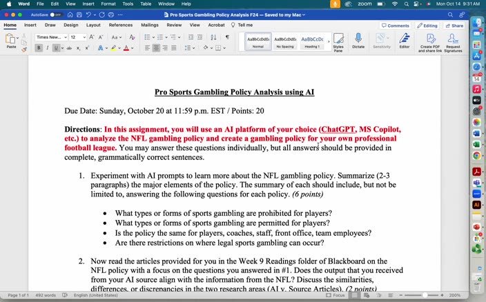 Week 9 Helpful Hints / Assignment Instructions