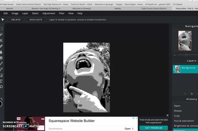 KLL--ART--using a phone to edit photo--gridding digital photos--DENISON