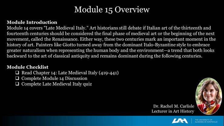 ARH 100: Module 14 Overview