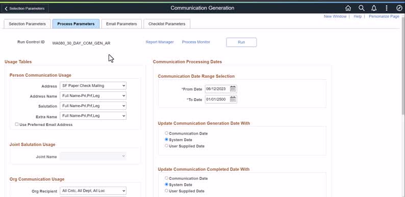 Email Parameters Tab - No Audio
